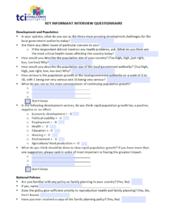 Key Informant Interview Questionnaire | The Challenge Initiative