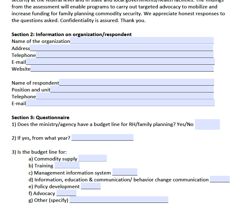 Questionnaire | The Challenge Initiative
