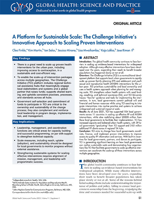A Platform for Sustainable Scale: The Challenge Initiative’s Innovative ...